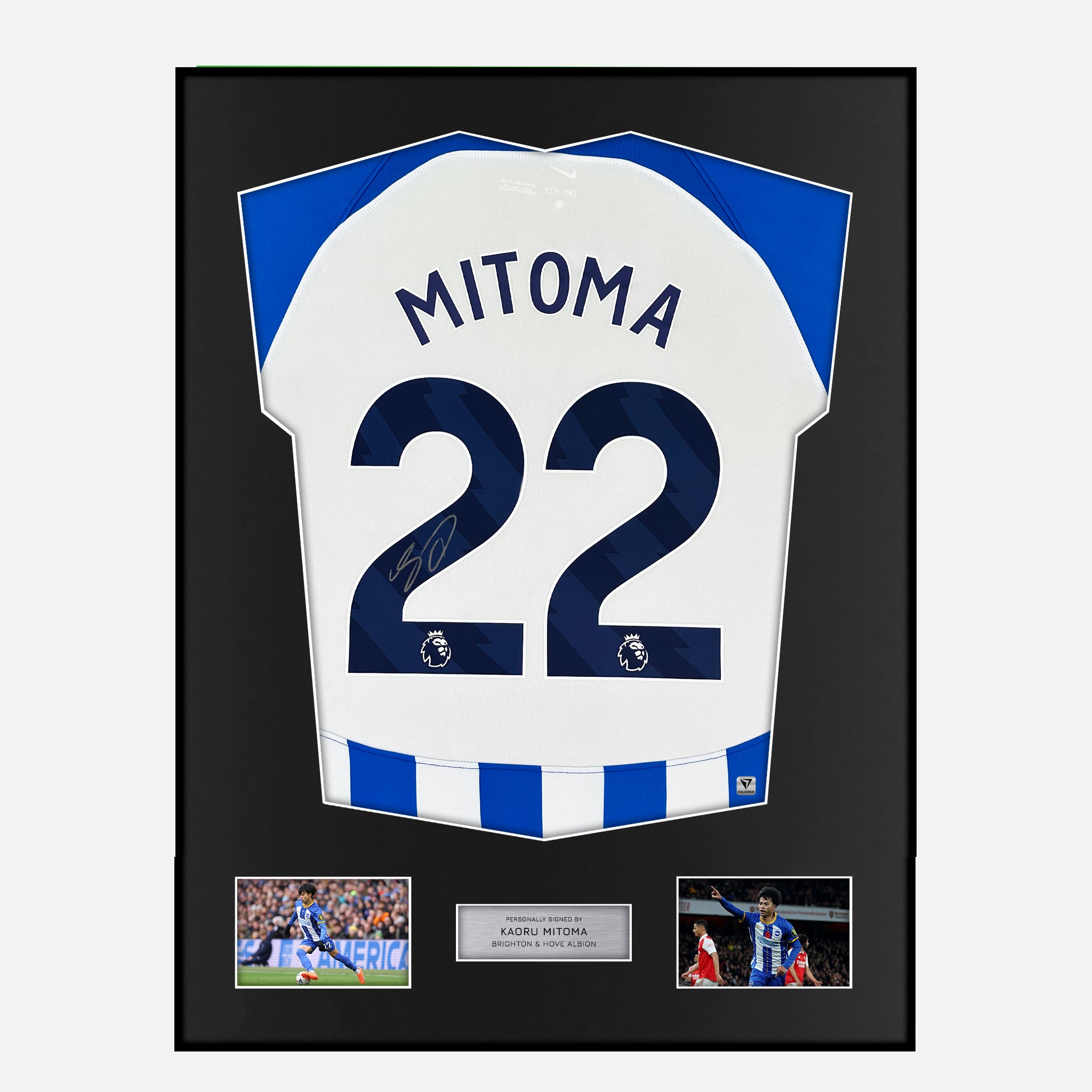 Framed Kaoru Mitoma Signed Brighton Shirt Home 2023-24 [Classic]