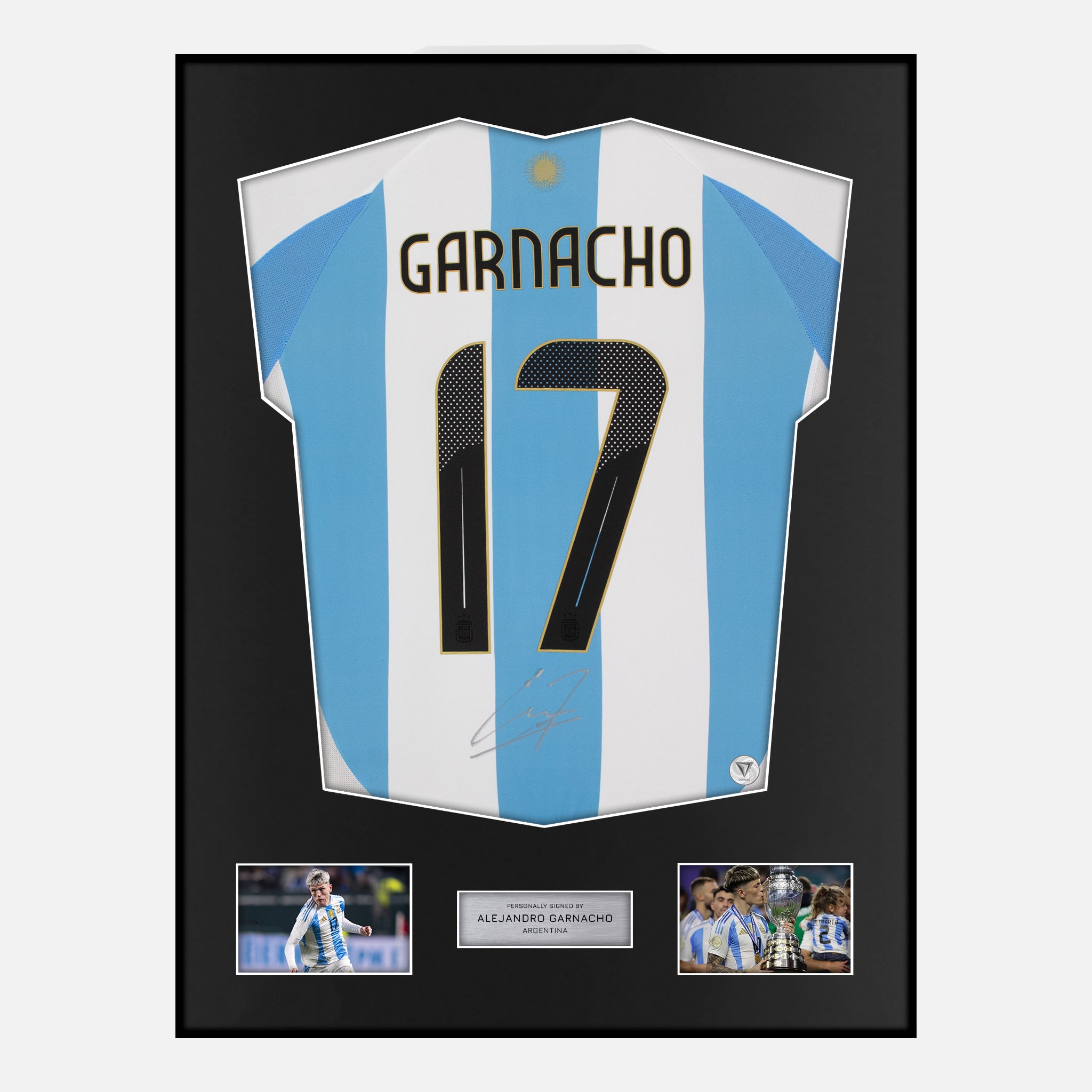 Framed Alejandro Garnacho Signed Argentina Shirt 2024-25 Home [Classic