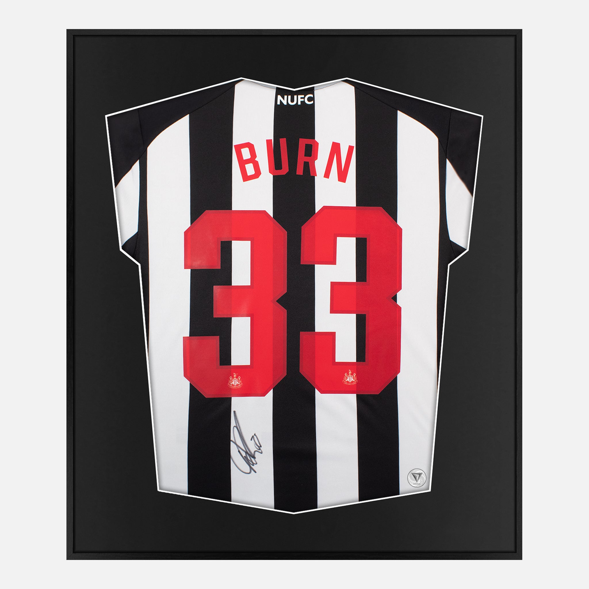 Framed Dan Burn Signed Shirt, Newcastle United Home [Lite]