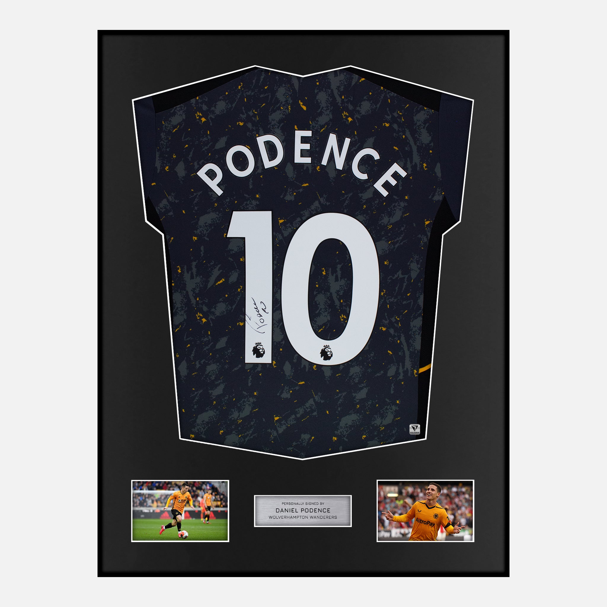 Framed Daniel Podence Signed Wolves Shirt 2021-22 Away [Classic]