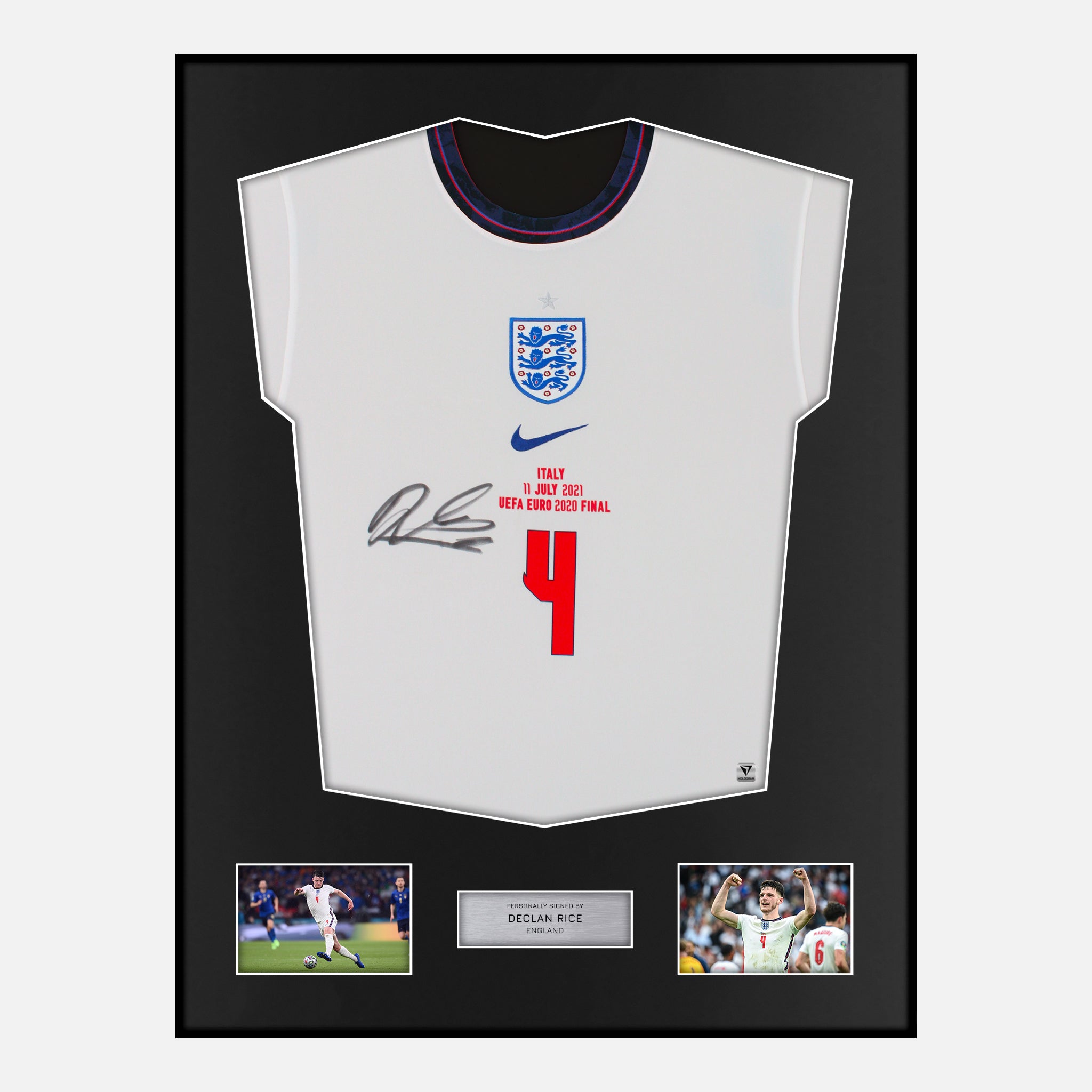 Framed Declan Rice Signed England Shirt Euro 2020 Final [Classic]