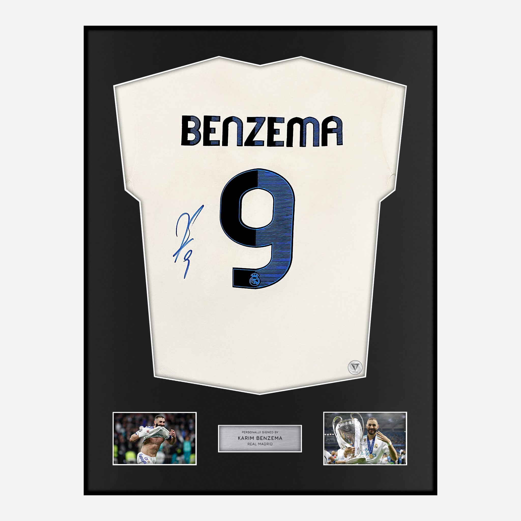 Framed Karim Benzema Signed Real Madrid Shirt Home [Classic]