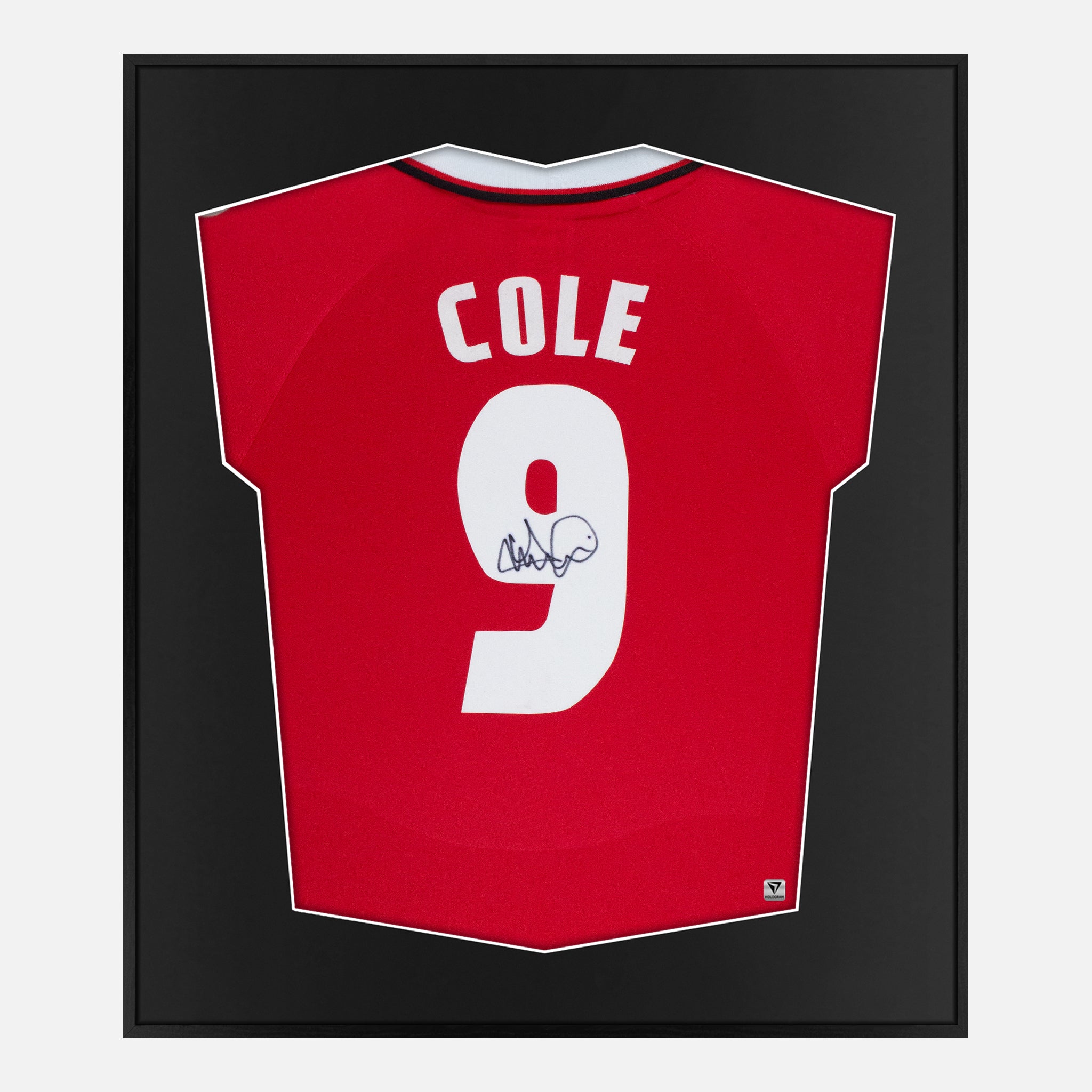 Framed Andy Cole Signed Manchester United Shirt, 1999 Home [Lite]