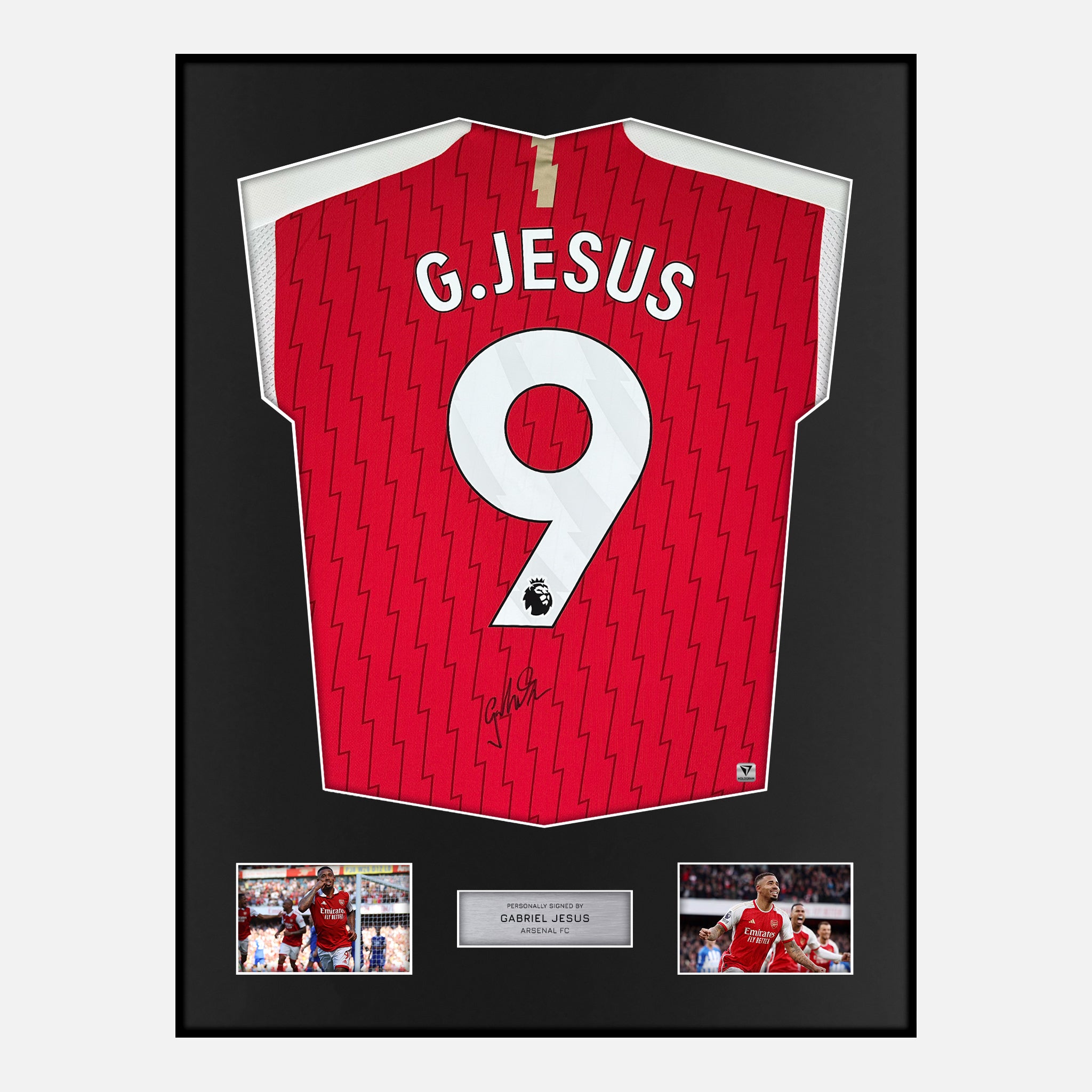 Framed Gabriel Jesus Signed Arsenal Shirt 2023-24 Home [Classic]