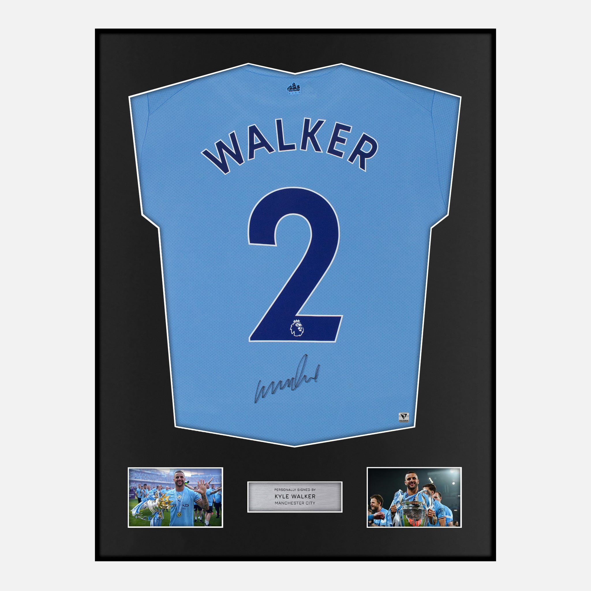 Framed Kyle Walker Signed Manchester City Shirt 2023 Treble [Classic]