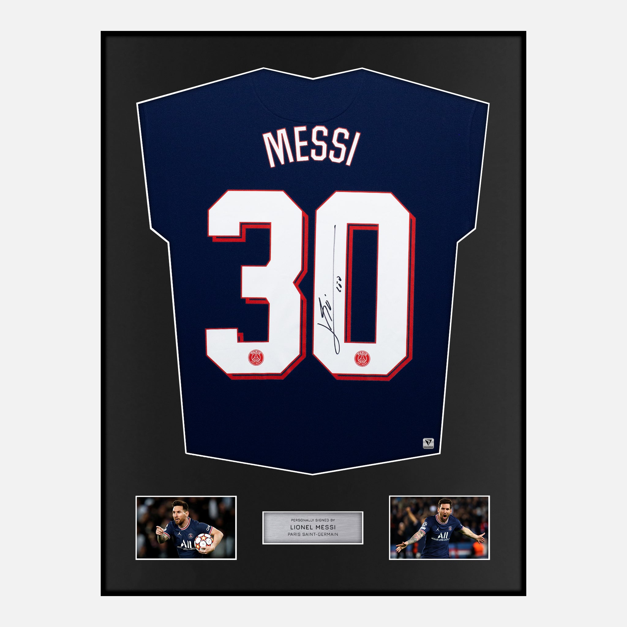 Framed Lionel Messi Signed PSG Shirt 2021-22 Home [Classic]