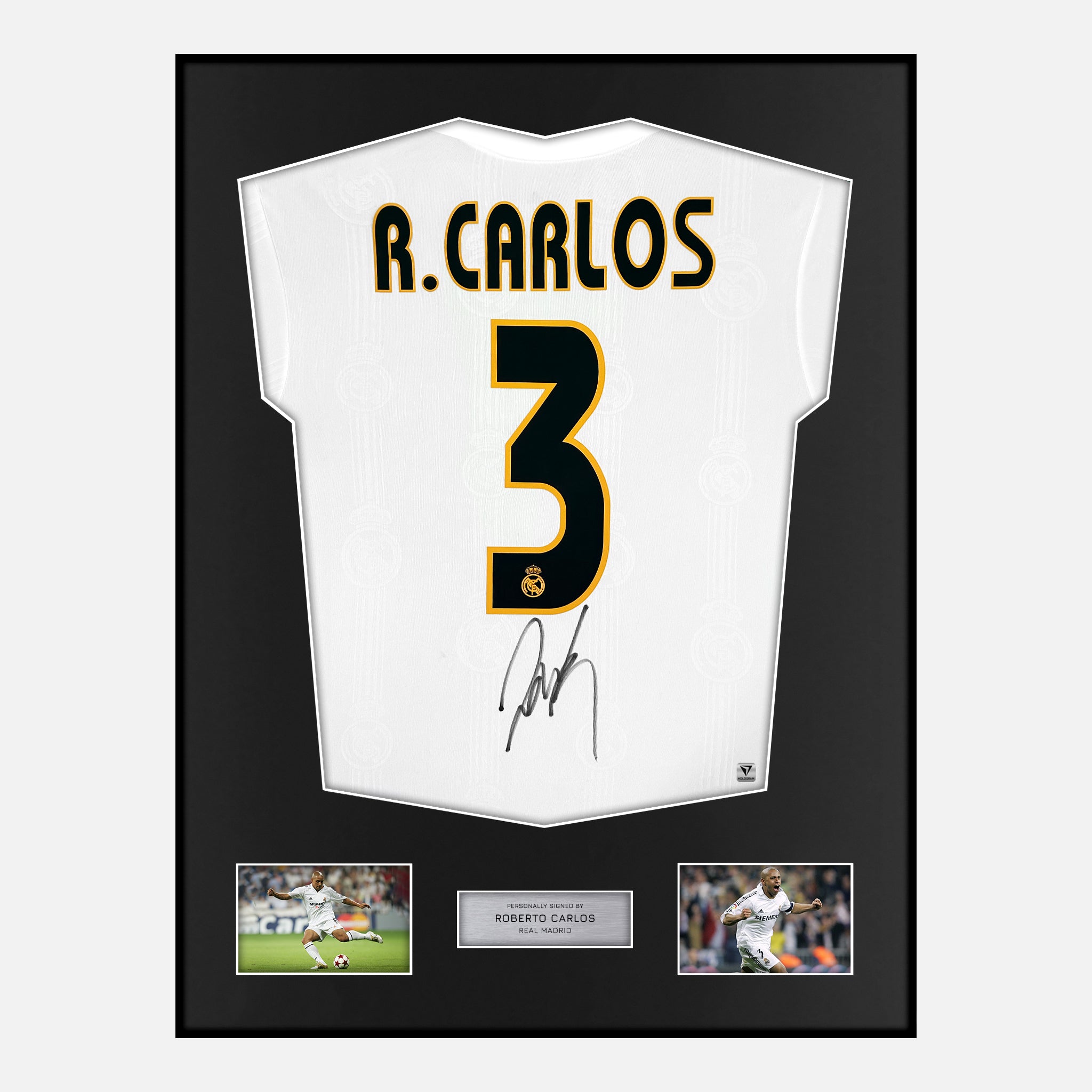 Framed Roberto Carlos Signed Real Madrid Shirt | Classic