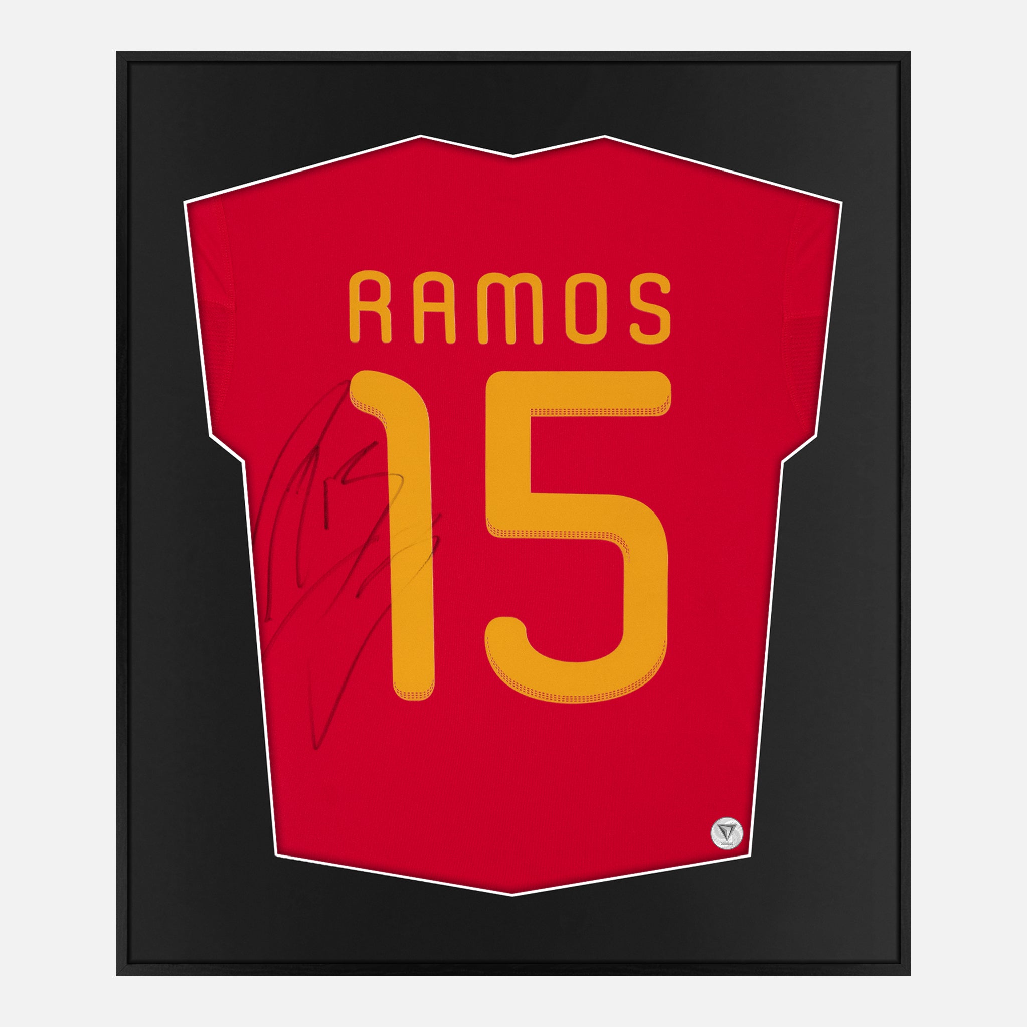 Framed Ramos Signed Shirt, Spain World Cup Winners [Lite]