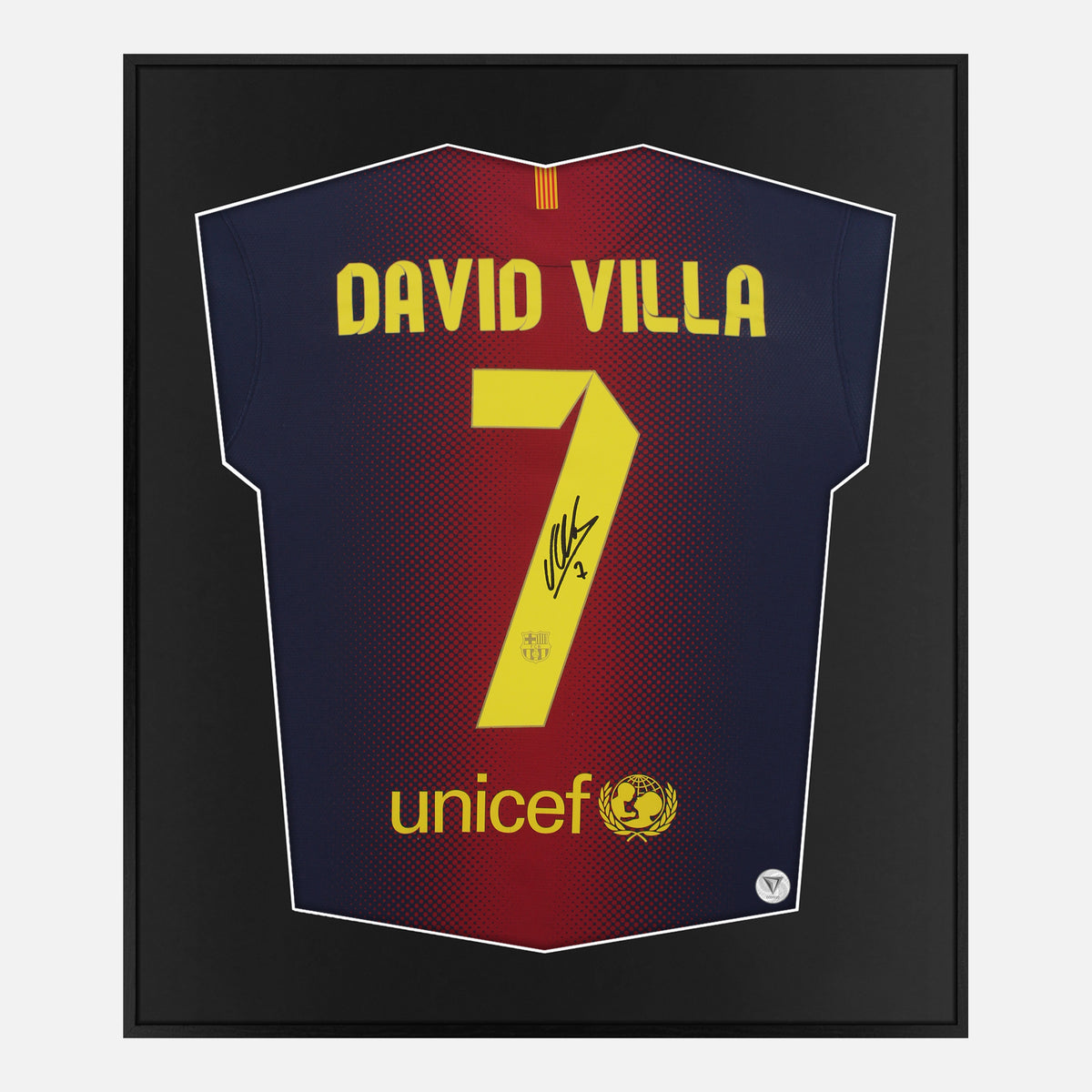Framed David Villa Signed Shirt, Barcelona Home 7 [Lite]