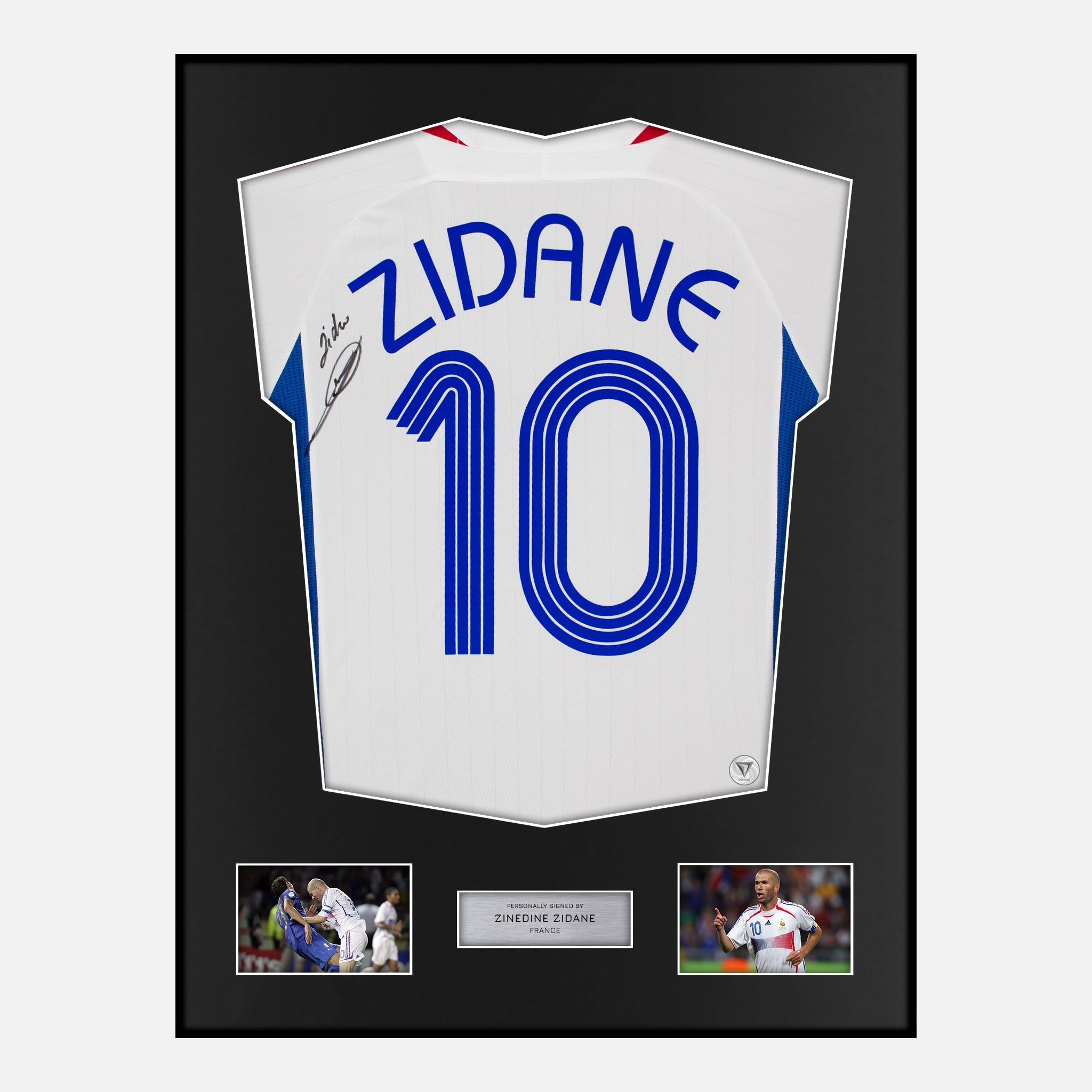 Framed Zinedine Zidane Signed France Shirt Away 2006 [Modern] | The Vault