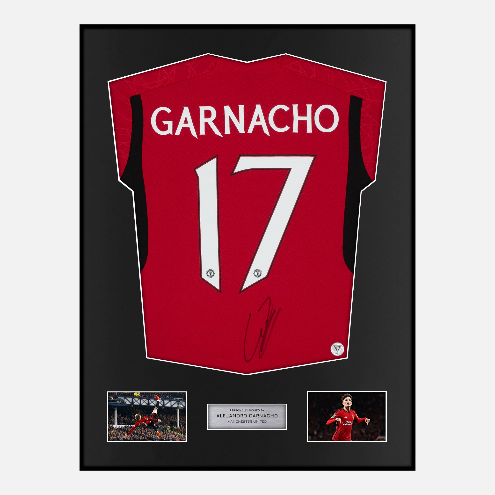 Framed Alejandro Garnacho Signed Manchester United Shirt Home Cup [Cla