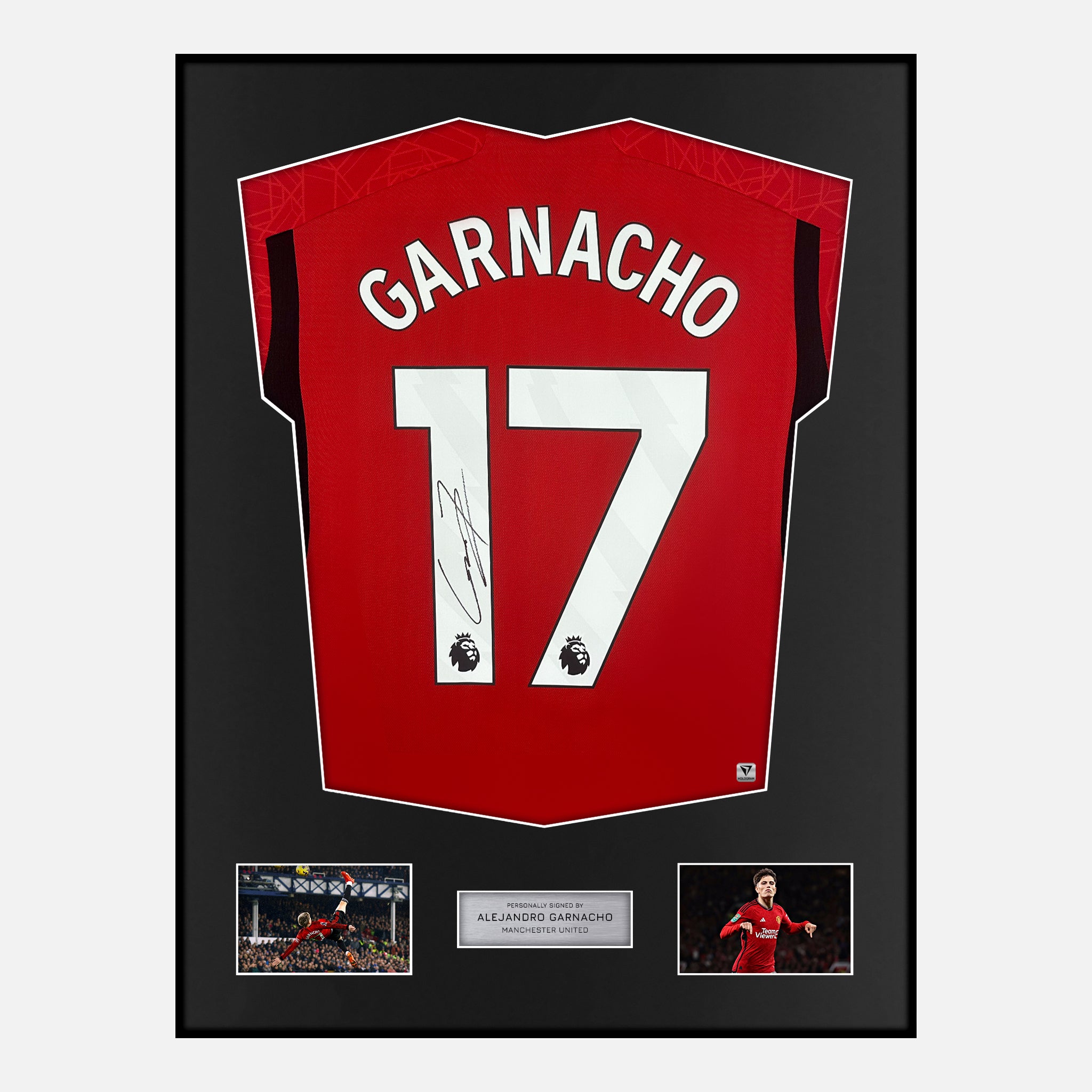 Framed Alejandro Garnacho Signed Manchester United Shirt Home 2023-24