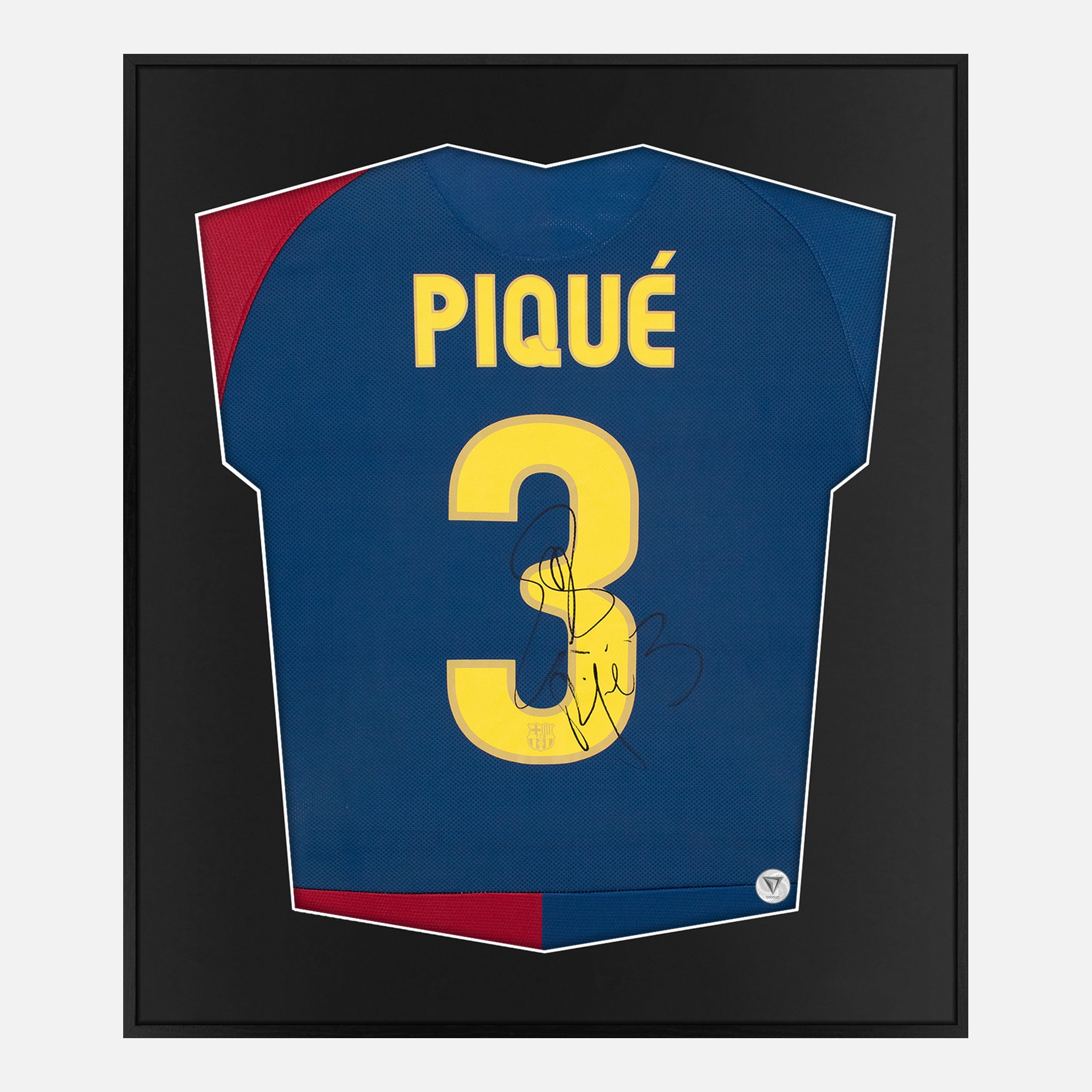 Framed Pique Signed Shirt, Barcelona Home 2009 Treble [Lite]
