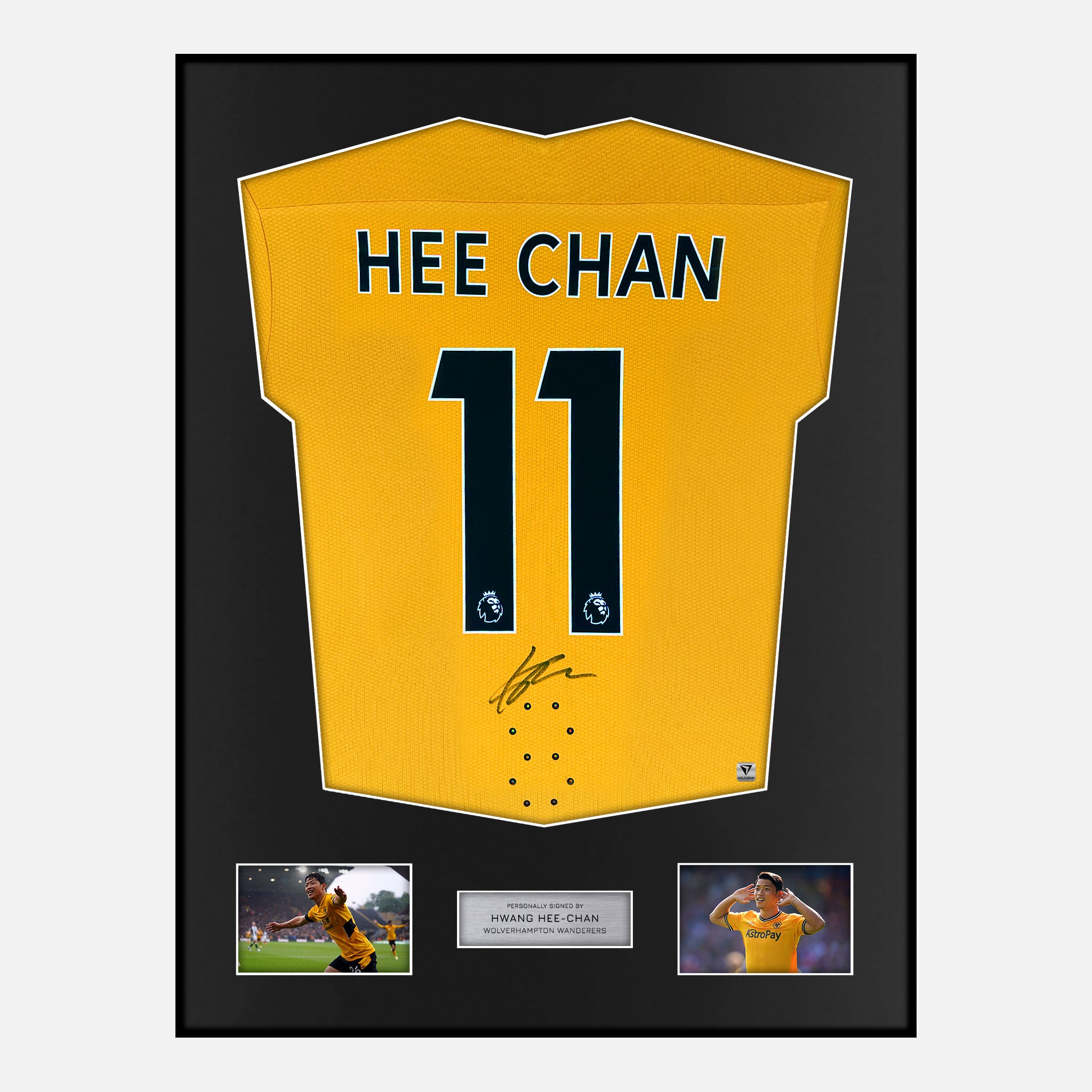 Framed Hwang Hee-Chan Signed Wolves Shirt Home [Classic]
