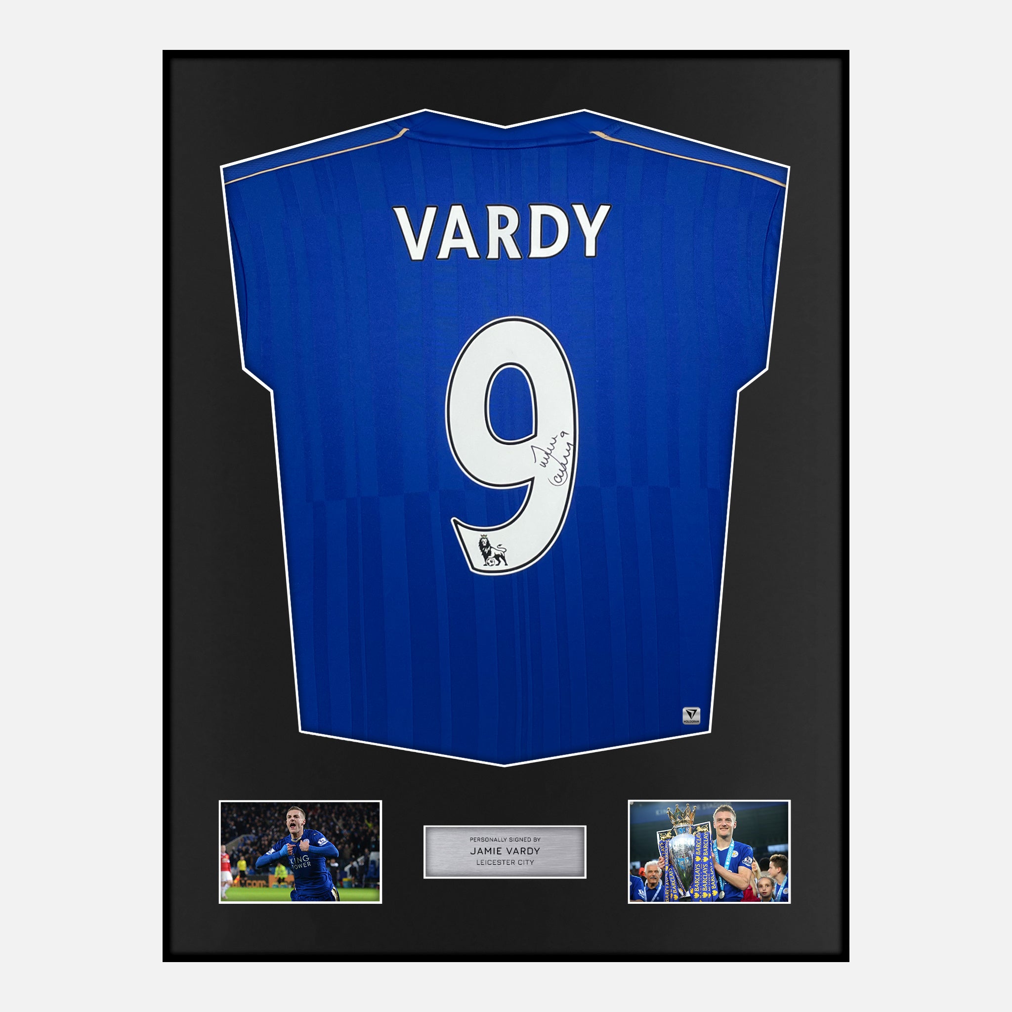 Framed Jamie Vardy Signed Leicester City Shirt 2016-17 Home [Classic]