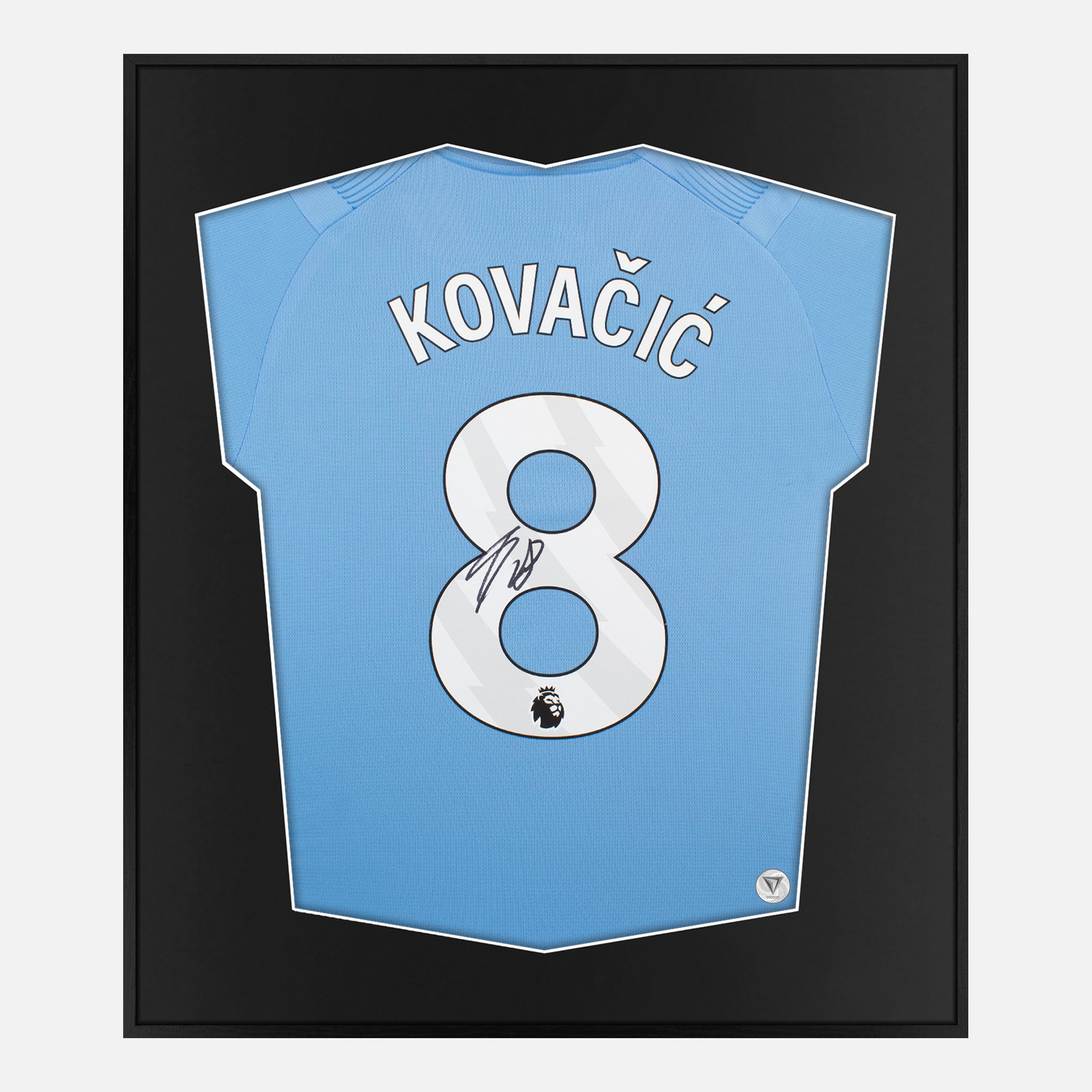 Framed Mateo Kovacic Signed Shirt, Manchester City Home [Lite]