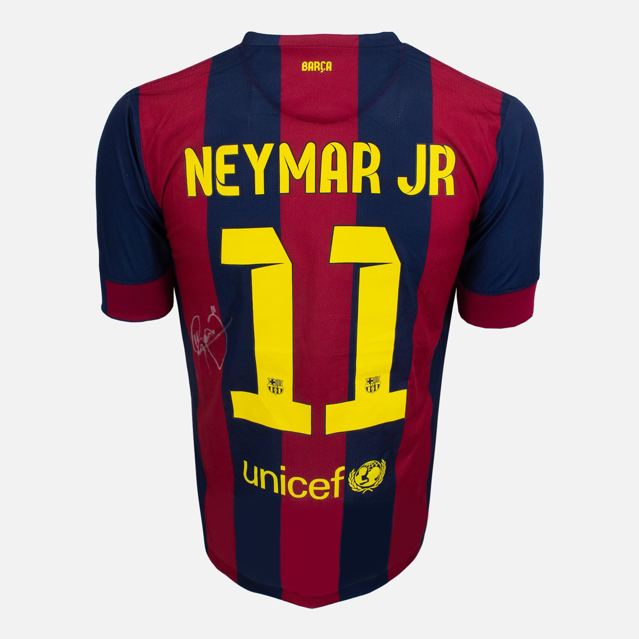 Framed Neymar Jr Signed Shirt, Barcelona 2015 Treble [Lite]