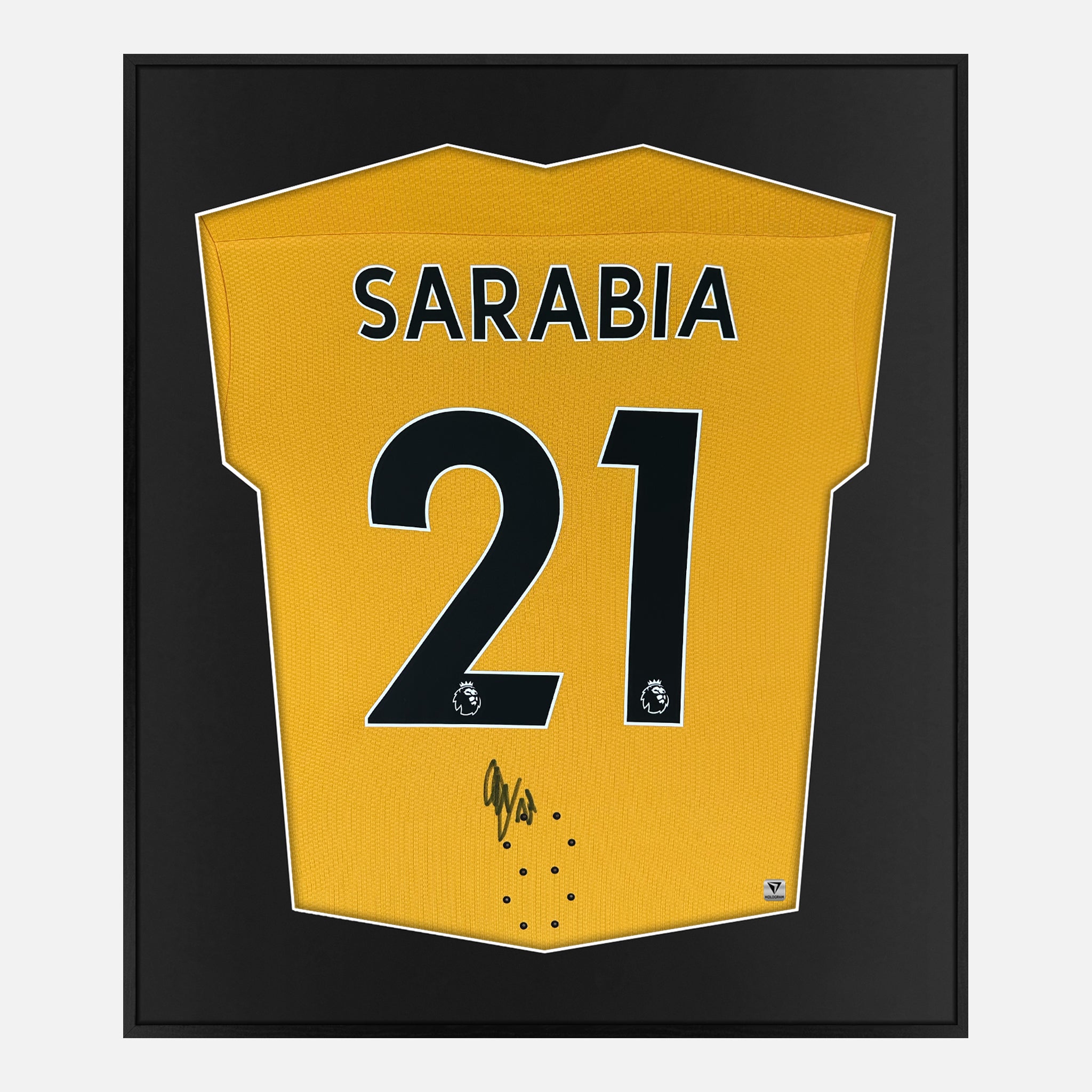 Framed Sarabia Signed Wolves Shirt, Orange Home [Lite]