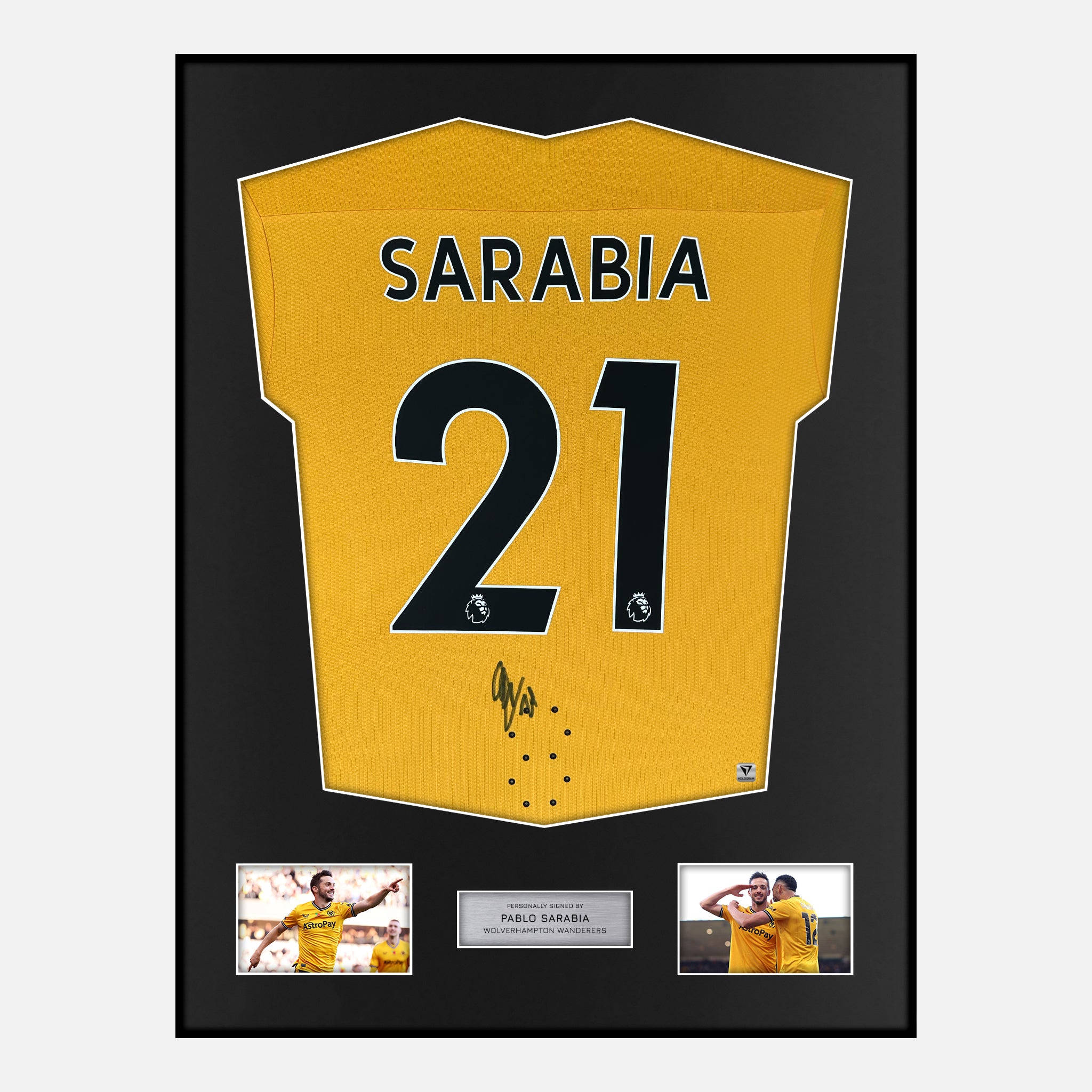 Framed Pablo Sarabia Signed Wolves Shirt 2022-23 Home [Classic]
