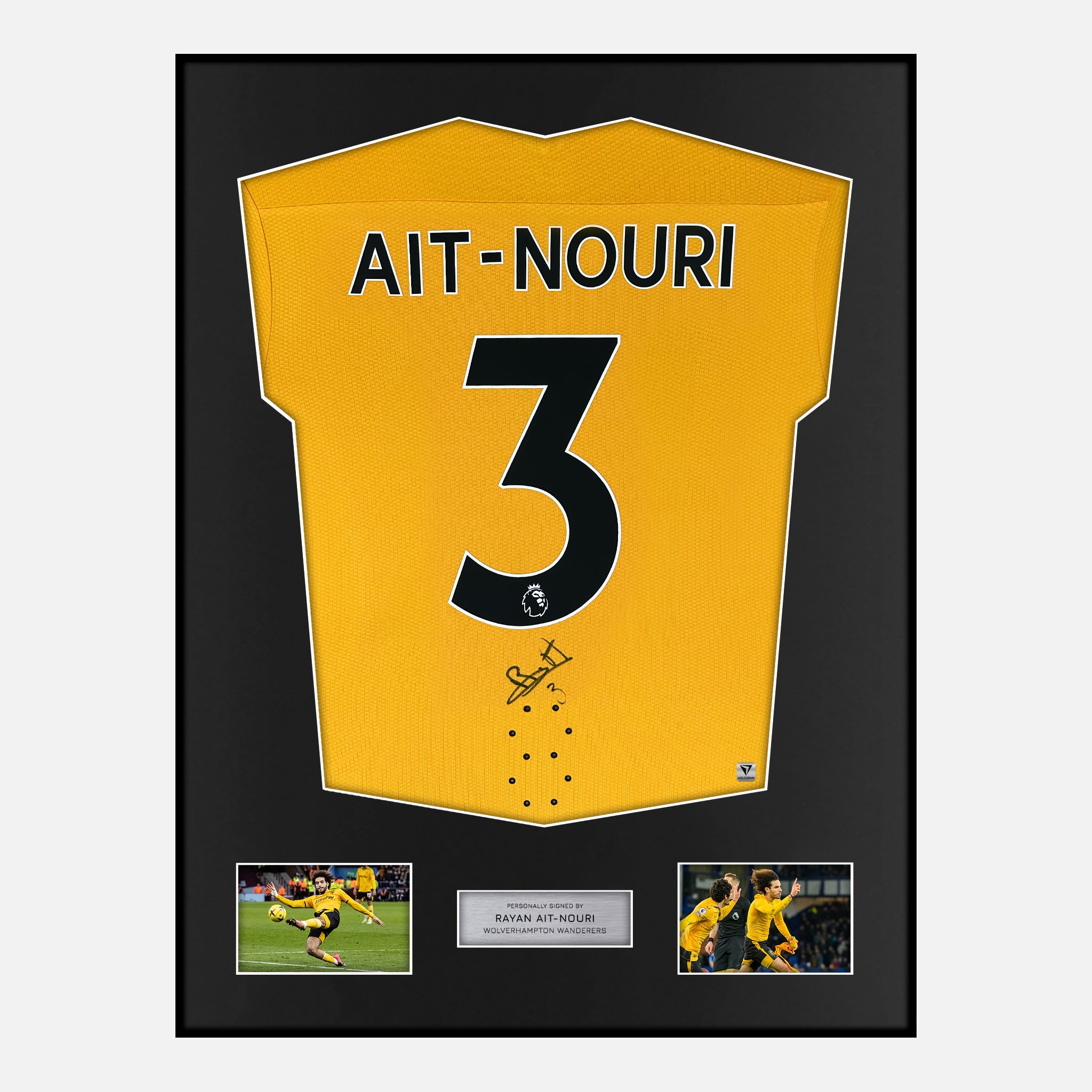 Framed Rayan Ait-Nouri Signed Wolves Shirt 2022-23 Home [Classic]