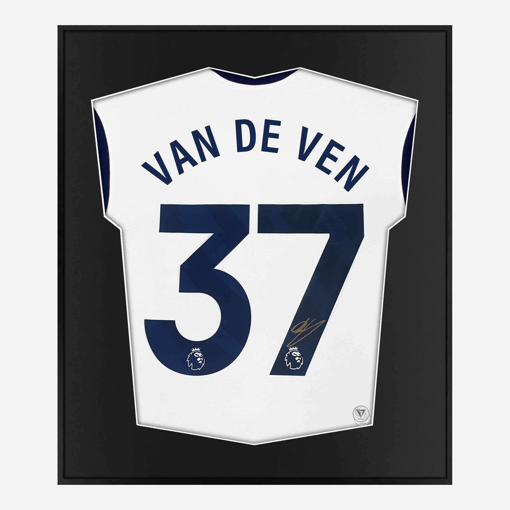 Framed Van De Ven Signed Shirt, Tottenham Hotspur Home [Lite]