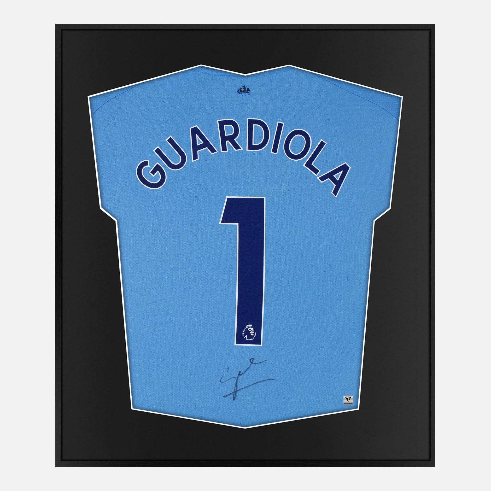 Framed Pep Guardiola Signed Manchester City Shirt 2022-23 Home [Mini ...