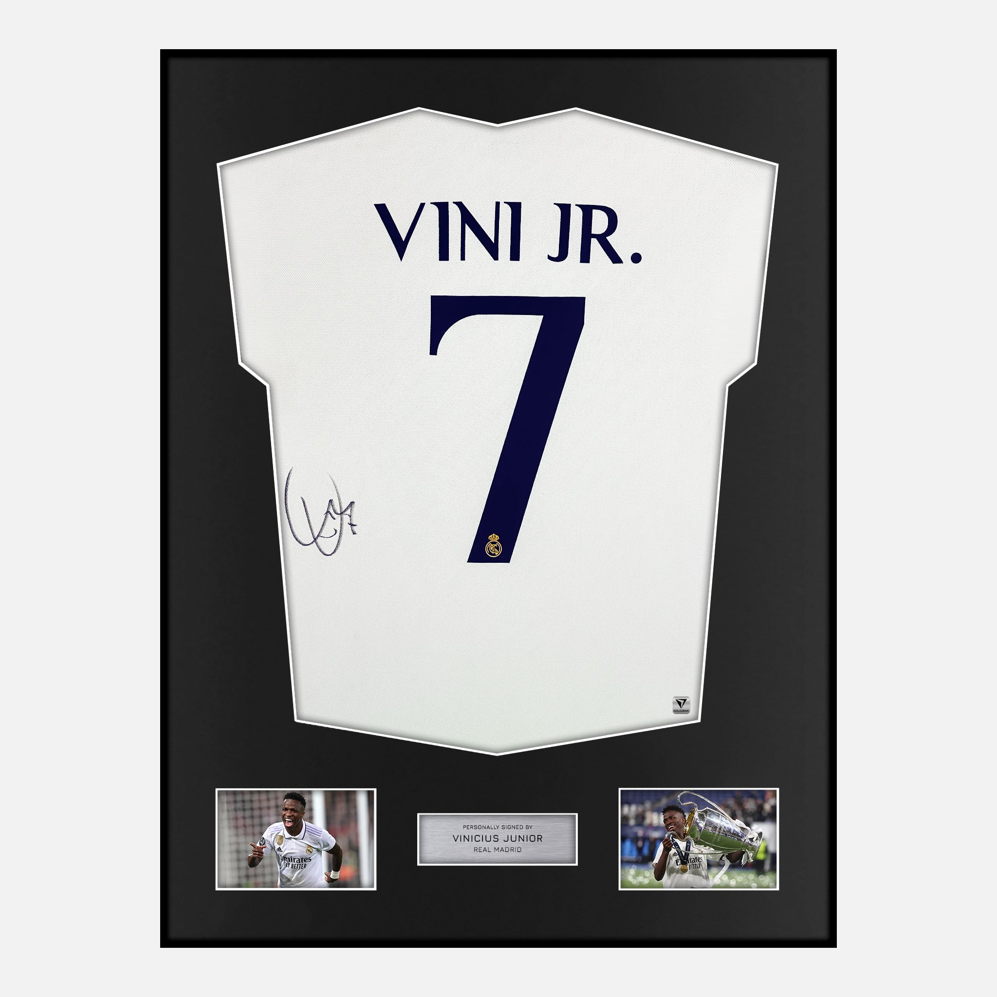 Framed Vinícius Junior Signed Real Madrid Shirt 2023-24 Home [Modern ...