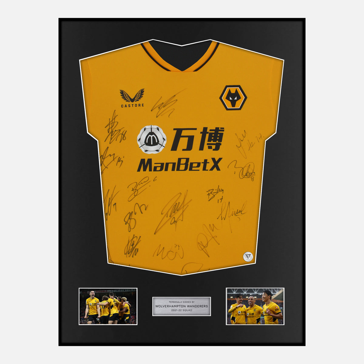 Framed Squad Signed Wolves Shirt 2021-22 Home [Classic]