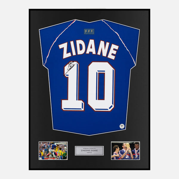 Framed Zinedine Zidane Signed France Shirt Home 1998 Modern