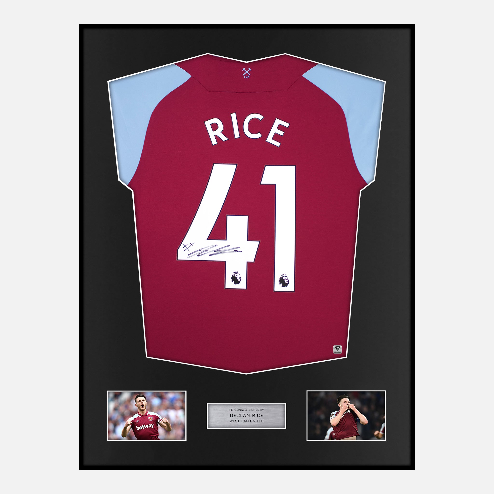 Framed Declan Rice Signed West Ham United Shirt 2020-21 Home [Modern]